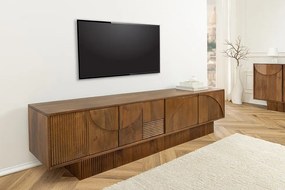 Designový 3D stolek pod TV z masivu Art Deco Mango hnědá 200cm