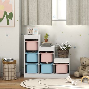 AIYAPLAY Dětský úložný box na hračky se 6 vyjímatelnými boxy, 3 patra, 96 x 38,5 x 90 cm, vícebarevný