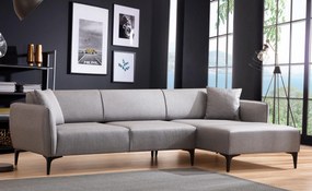 HANNAH HOME Rozkládací šedá pohovka BELISSIMO s lenoškou vpravo 560ARE1804