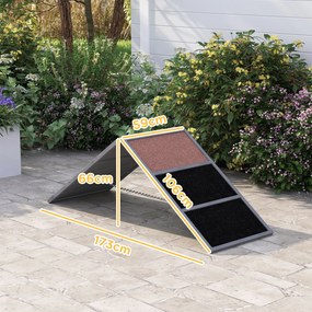 PawHut Agility Ramp pro psy, agility vybavení pro psy, A-rámová konstrukce, protiskluzový povrch, pro psy všech plemen, do zahrady, parku, šedá | Aoso