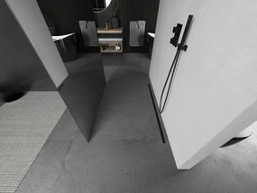 Mexen Kioto, sprchová zástěna Walk-In 110 x 200 cm, 8mm sklo vzor zrcadlo, grafitový profil, 800-110-002-95-50