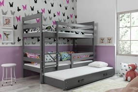 BMS Group Dětská patrová postel s přistýlkou ERYK grafit Velikost postele: 200x90 cm, Barva šuplíku: Růžová