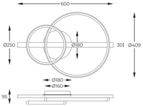 Zuma Line MX3913-2-3BWLT - LED Přisazený lustr ALMERIA LED/17W/230V