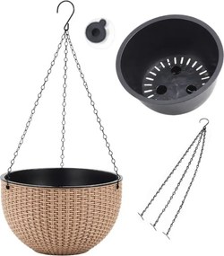 Flamenco Mystique Velký krémový závěsný květináč Rattan Design 26 cm ROS10K