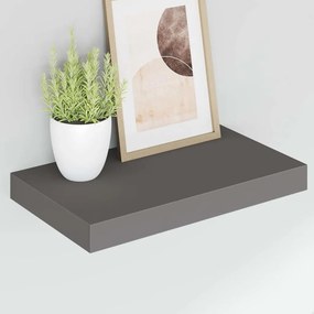 Plovoucí nástěnné police 4 ks šedé vysoký lesk 40x23,5x3,8 cm MDF 323786