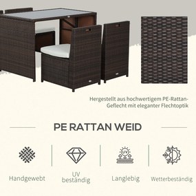 Outsunny polyratanový zahradní set 5 ks zahradní nábytek lounge set, odolný proti povětrnostním vlivům a elegantní pro balkon terasu | Aosom.de