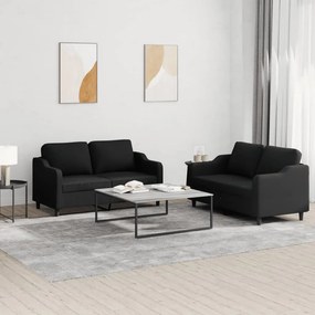 2dílná sedací souprava s poduškami černá textil 3201806