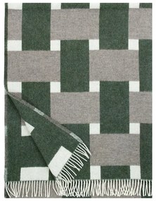 Vlněná deka Punos 130x180, bílo-olivovo-černá