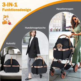 Costway 3 in 1 kočárek pro psy s ochranou proti slunci a bezpečnostním pásem