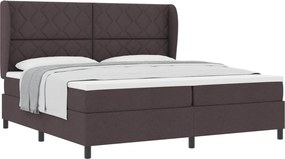 Postel s boxspringem s čelo Tmavě hnědá 200 x 200 cm textil 3340651