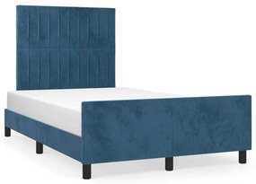 Rám postele s čelem tmavě modrý 120 x 190 cm samet - Default Title