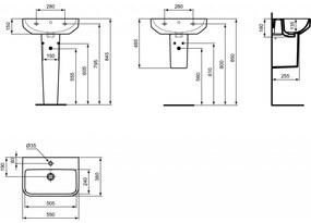 Ideal Standard i.life S - Umyvadlo 550x380 mm, bílá T458401