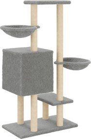 Škrabadlo pro kočky se sisalovými sloupky světle šedé 117 cm 172119