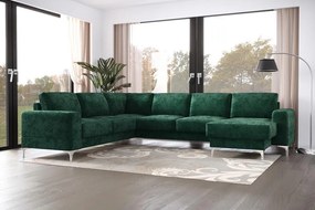 MEBLE GORECKI ARIA MAX II moderní rozkládací sedačka ve tvaru U Zelená 315 x 90 x 245 cm