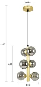 Brilagi - LED Lustr na lanku MILLA 6xG9/3W/230V zlatá/kouřová