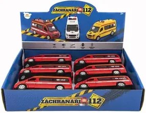 RAPPA Auto hasiči kovové 15cm na baterie se světlem se zvukem / 6ks v