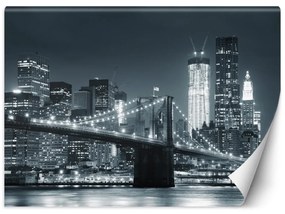 Fototapeta, New York Brooklyn Bridge černobílý - 200x140 cm