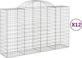 Klenuté gabionové koše 12ks 200x50x120/140cm pozinkované železo 3146351
