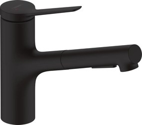 Hansgrohe Zesis M33, páková kuchyňská baterie 150, vytahovací sprška, 2jet, černá matná, HAN-74800670