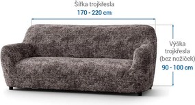 Bielastické potahy MARMO hnědé trojkřeslo (š. 170 - 220 cm)