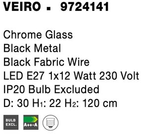 Nova Luce Závěsné svítidlo VEIRO chromové sklo, 30cm