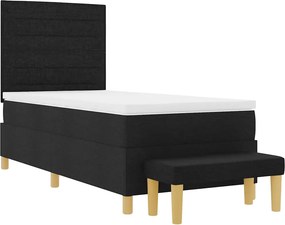 Postel s boxspringem s čelo Černá 200 x 90 cm textil 3344186