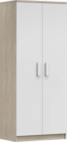 IDZ Šatní skříň SMYK III 2D 06, 80 cm Bílá / Dub Sonoma + Barevné úchytky Barva: Bílá