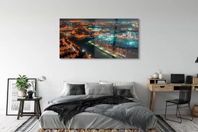 akrylový obraz Gdańsk River noční panorama 140x70 cm
