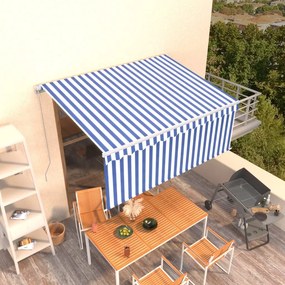 Ručně zatahovací markýza s roletou 3,5 x 2,5 m modrobílá 3069276