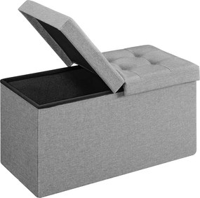 Skládací puf sedák, otoman, 80 l, světle šedý, 76 x 38 x 38 cm