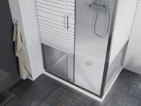 Mexen Apia posuvný sprchový kout 90 x 80 cm, 5mm sklo, chromový profil-čiré sklo/pásy + slim sprchová vanička 5cm, 840-090-080-01-20-4010