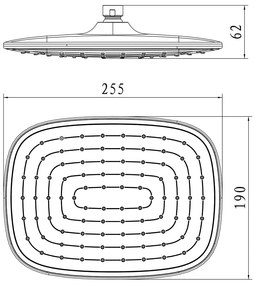 Mereo Mereo, Talířová sprcha horní 255x190mm s kloubem, pochromovaný plast, CB585D