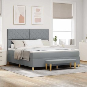 Postel s boxspringem s čelo Světle šedá 200 x 180 cm textil 3344394