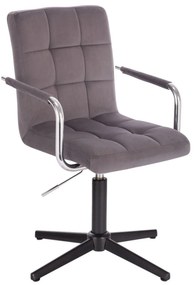 LuxuryForm DESIGN Otočná židle VERONA VELUR na černém kříži - tmavě šedá