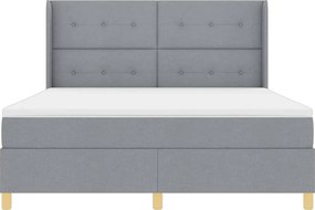 Postel s boxspringem s čelo Světle šedá 180 x 200 cm textil 3341847