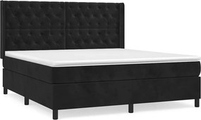 Box spring postel s matrací černá 160x200 cm samet 3132869