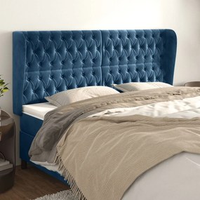 Čelo postele typu ušák tmavě modrá 183x23x118/128 cm samet 3118356