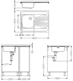 ALVEUS SETA24019 -Kuchyňský dřez CLASSIC+dřezová baterie MINTAS 34 cm ocel/černá