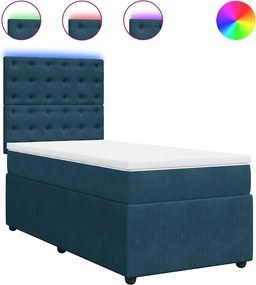 Box spring postel s matrací modrá 100 x 200 cm samet 3294578