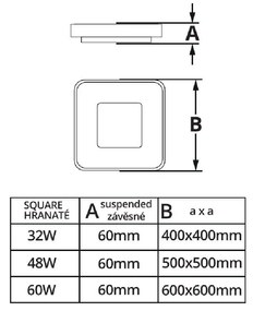 T-LED SMART Tuya závěsné ZULU 60W CCT hranaté bílé SMART Tuya závěsné ZULU 60W CCT hranaté bílé