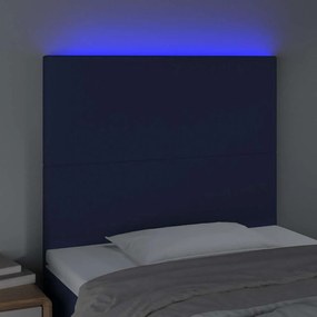 Čelo postele s LED modré 100x5x118/128 cm textil 3122140