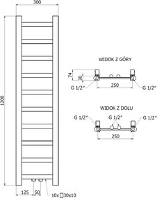Mexen Bolt koupelnový radiátor 1200 x 300 mm, 240 W, bílý - W126-1200-300-00-20