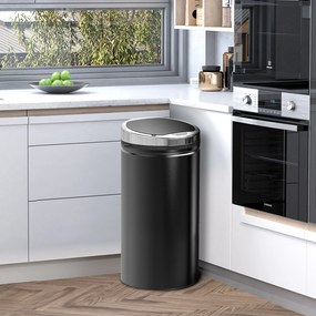HOMCOM Odpadkový koš se senzorem 42 L, automatický odpadkový koš, nerezový kuchyňský kbelík s infračerveným senzorem, do kuchyně, jídelny