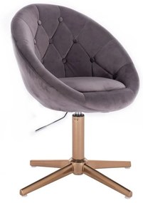 LuxuryForm DESIGN Otočné křeslo VERA VELUR na zlatém kříži - tmavě šedé