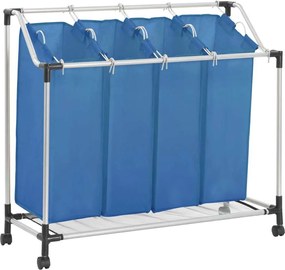 vidaXL Koš na třídění prádla se 4 vaky ocel [282428] Barva: Modrá