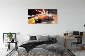 akrylový obraz Sportovní auto světla města 125x50 cm