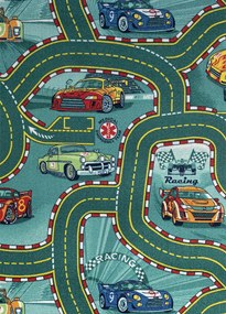 Koberce Breno Metrážový koberec RACERS 27, šíře role 400 cm, Zelená, Vícebarevné