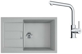 Franke - Kuchyňský set T116Š, tectonitový dřez S2D 611-78 XL a baterie FS 3230.031, šedá/chrom 143.0687.354