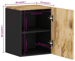 Koupelnová nástěnná skříňka 38 x 33 x 48 cm masivní mangovník - Default Title