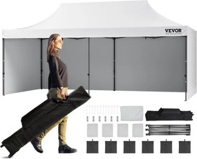 Vyskakovací stan Venkovní altánek 3,05 × 6,1 m s bočnicemi a taškou Bílá